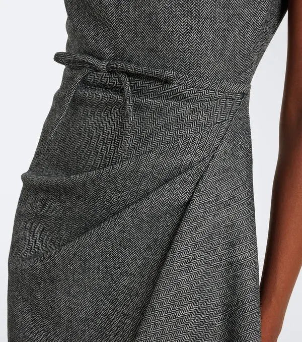 Erdem Bow-detail Herringbone Draped Midi Dress