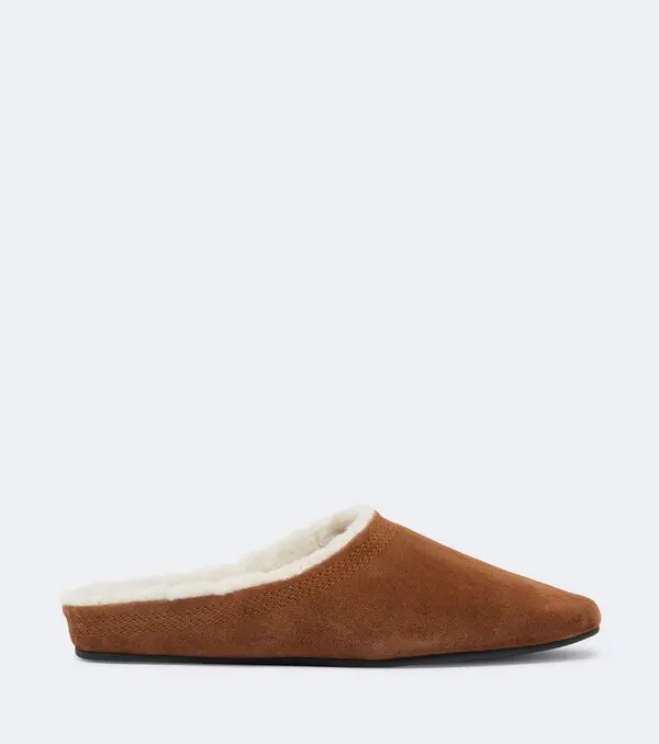 Veronica Beard Narcisa Shearling-lined Suede Mules