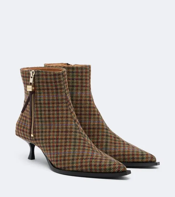 GANNI Anna Checked Ankle Boots - Multicoloured