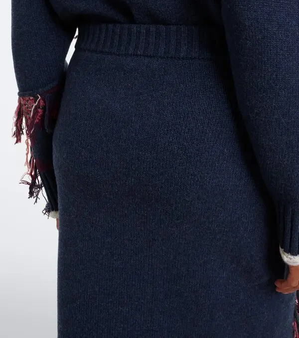 Erdem Fringed Intarsia Wool Midi Skirt