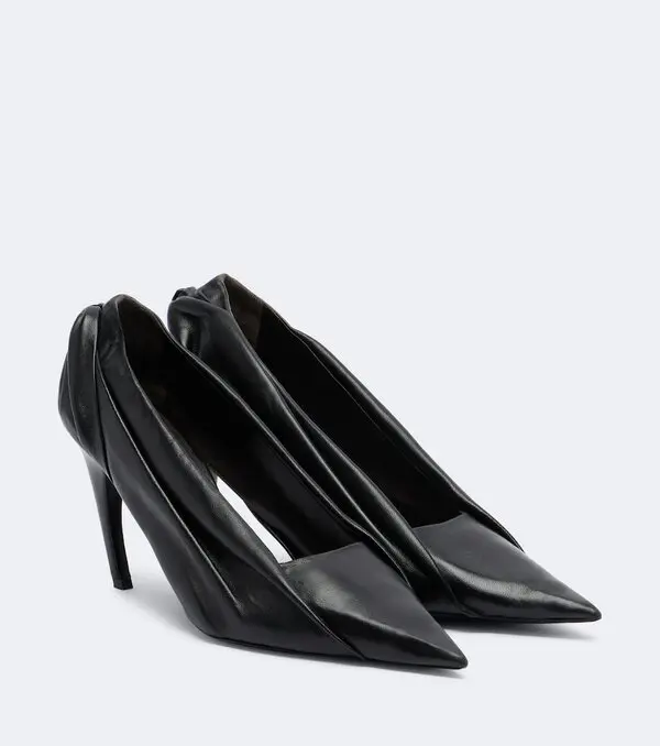 Khaite Eve Draped Leather Pumps - Black