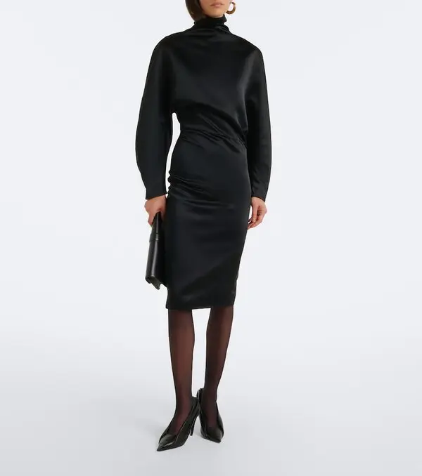 Khaite Eve Draped Leather Pumps - Black