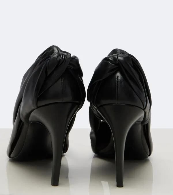 Khaite Eve Draped Leather Pumps - Black