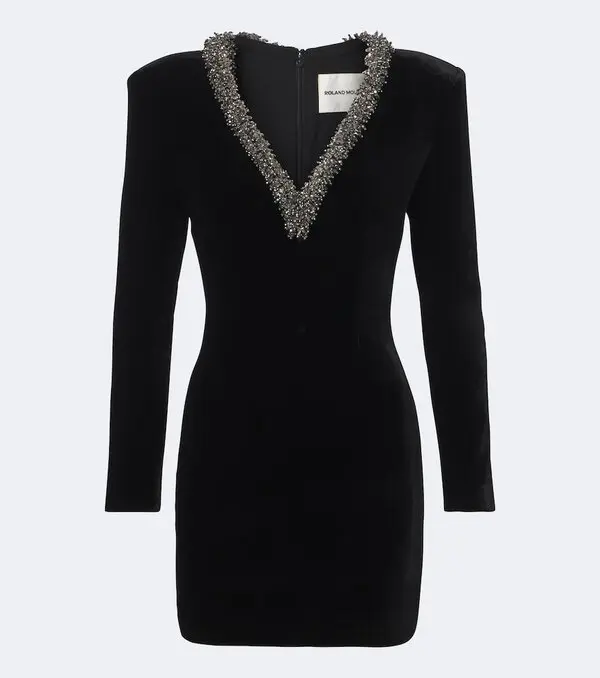Roland Mouret Embellished Velvet Minidress