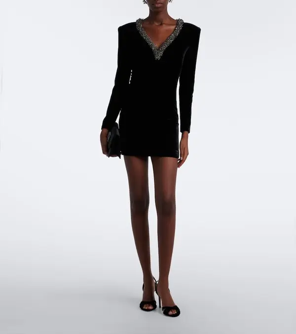 Roland Mouret Embellished Velvet Minidress