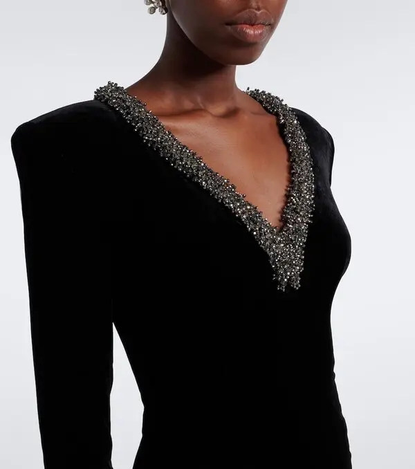 Roland Mouret Embellished Velvet Minidress