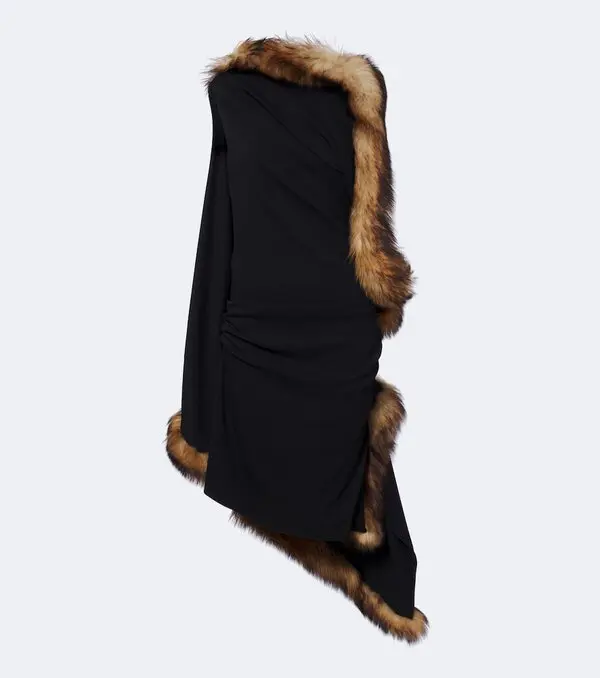 Loewe Shearling-trimmed Midi Dress