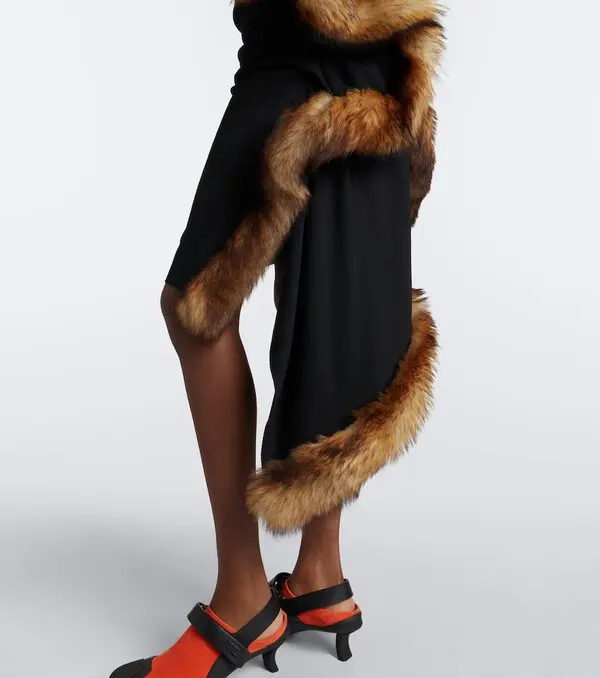 Loewe Shearling-trimmed Midi Dress