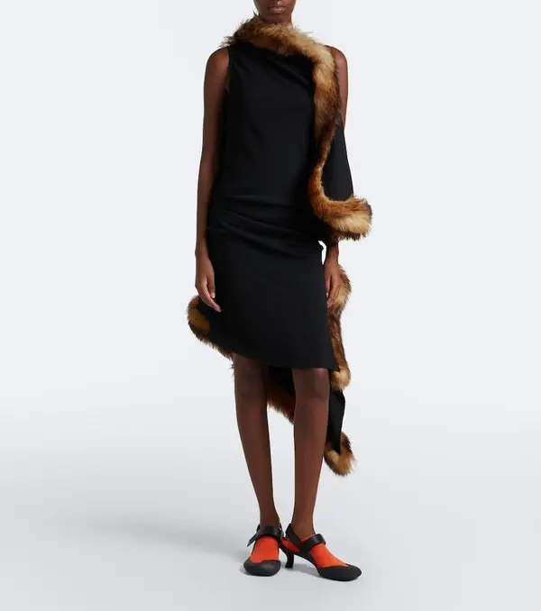 Loewe Shearling-trimmed Midi Dress