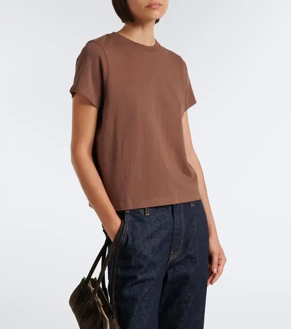 Khaite Emmylou Knitted Cotton T-shirt - Brown
