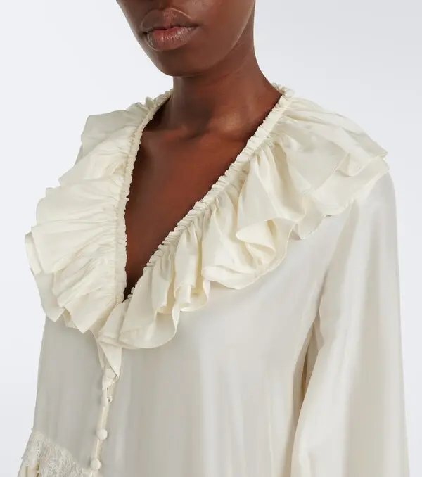 GANNI Lace-trimmed Ruffled Blouse