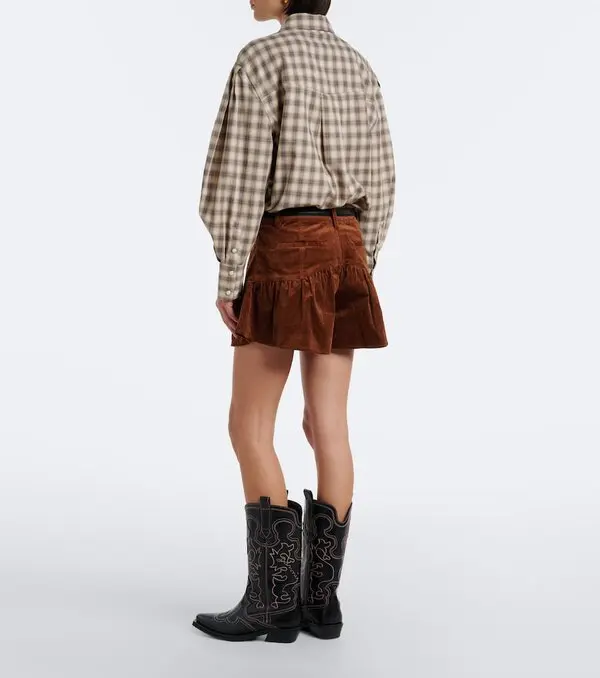 GANNI Ruffled Cotton-blend Corduroy Shorts