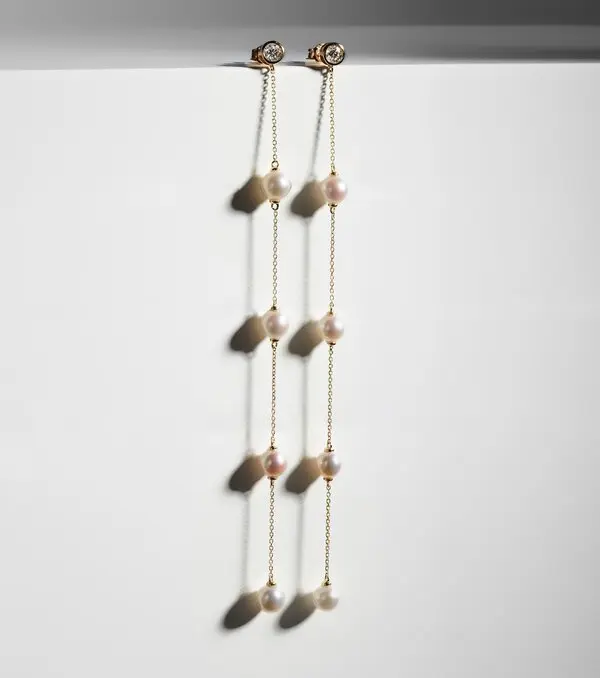 Mateo 14kt Earrings With Diamonds And Pearls