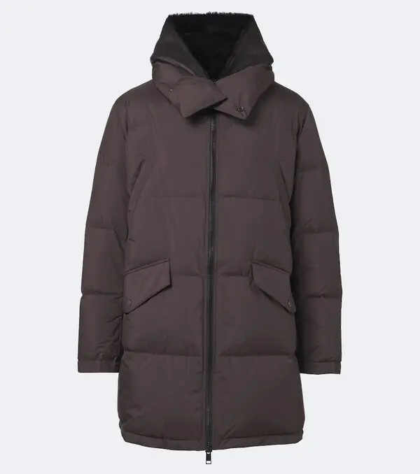 YVES SALOMON Shearling-trimmed Down Coat - Brown