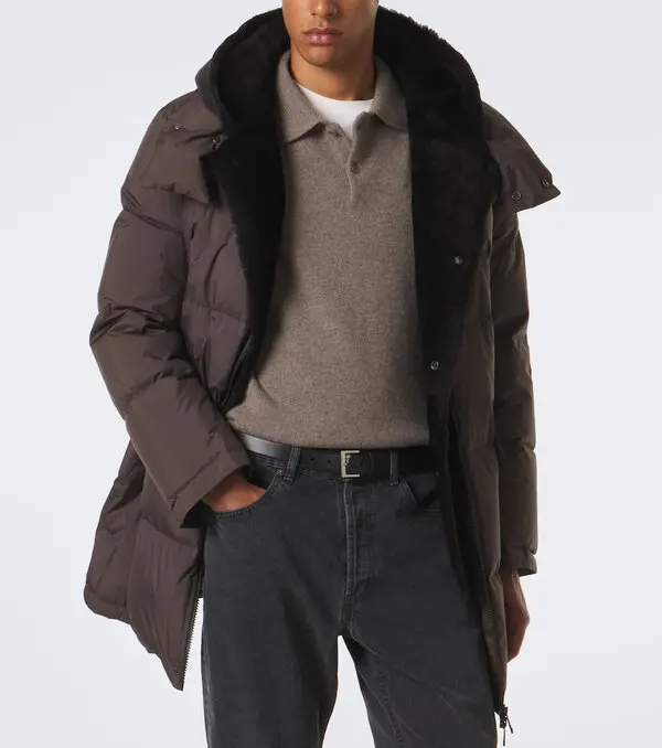 YVES SALOMON Shearling-trimmed Down Coat - Brown