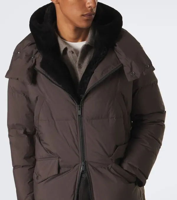 YVES SALOMON Shearling-trimmed Down Coat - Brown
