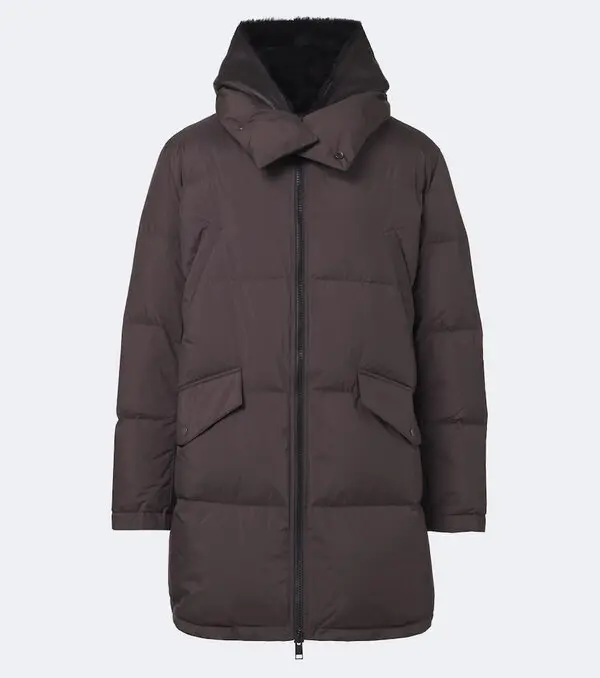 YVES SALOMON Shearling-trimmed Down Coat - Brown