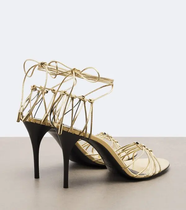 Saint Laurent Babylone Metallic Leather Sandals