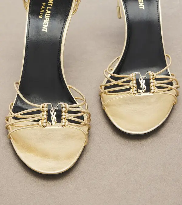 Saint Laurent Babylone Metallic Leather Sandals