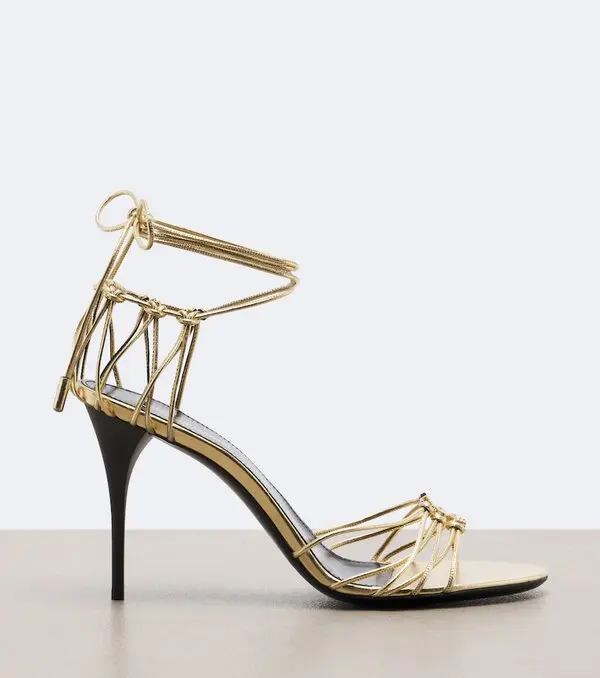 Saint Laurent Babylone Metallic Leather Sandals