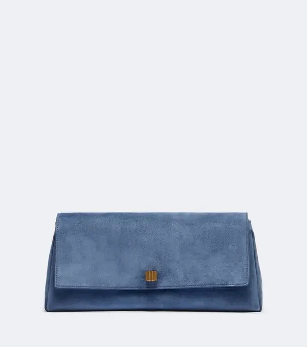 Khaite Audrey Medium Suede Clutch - Blue