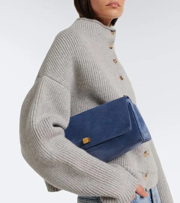 Khaite Audrey Medium Suede Clutch - Blue