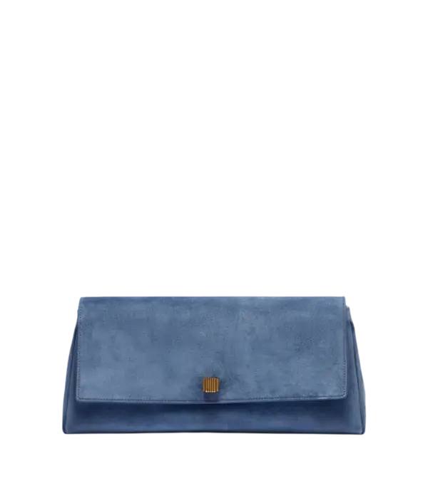Khaite Audrey Medium Suede Clutch - Blue