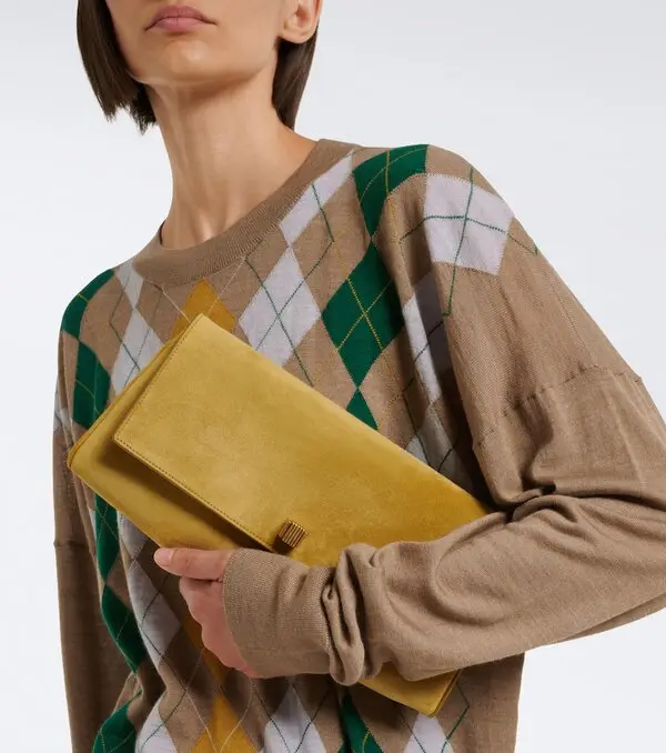 Khaite Audrey Medium Suede Clutch - Yellow
