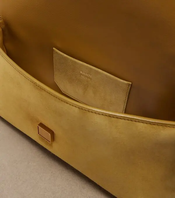 Khaite Audrey Medium Suede Clutch - Yellow