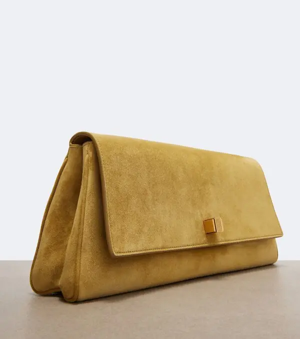 Khaite Audrey Medium Suede Clutch - Yellow