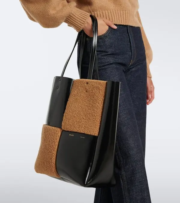 Khaite Zoe Medium Shearling Paneled Tote Bag