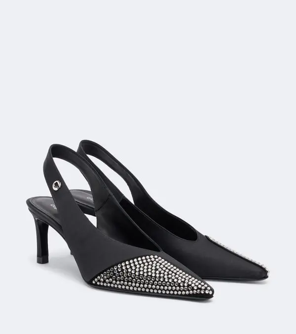 Coperni Crystal-embellished Satin Slingback Pumps