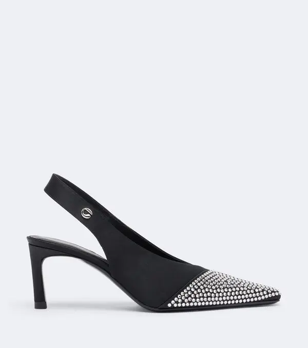 Coperni Crystal-embellished Satin Slingback Pumps
