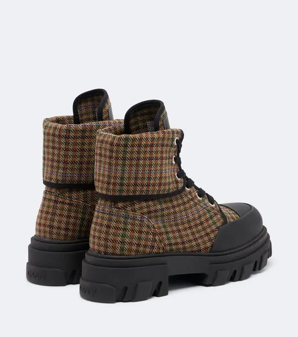 GANNI Checked Combat Boots