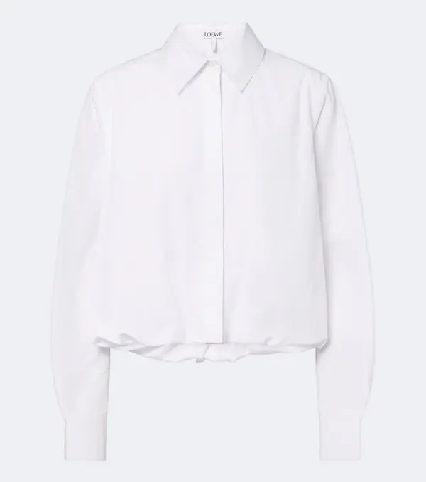 Loewe Cropped Cotton Poplin Shirt - White