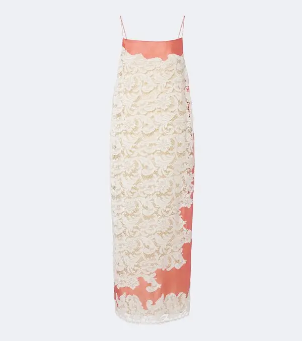 Khaite Nevis Lace-trimmed Voile Slip Dress - White