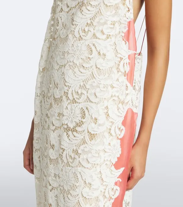 Khaite Nevis Lace-trimmed Voile Slip Dress