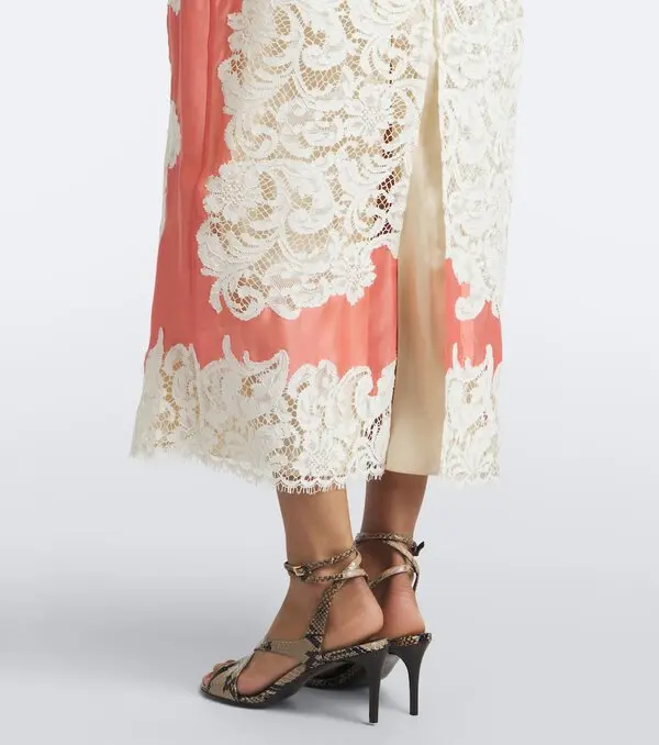 Khaite Nevis Lace-trimmed Voile Slip Dress