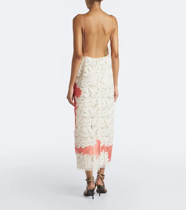 Khaite Nevis Lace-trimmed Voile Slip Dress