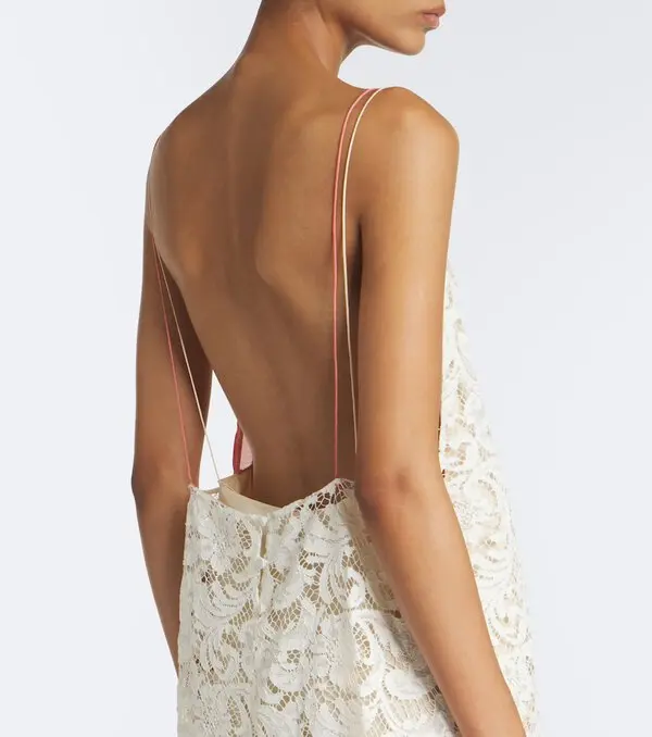 Khaite Nevis Lace-trimmed Voile Slip Dress