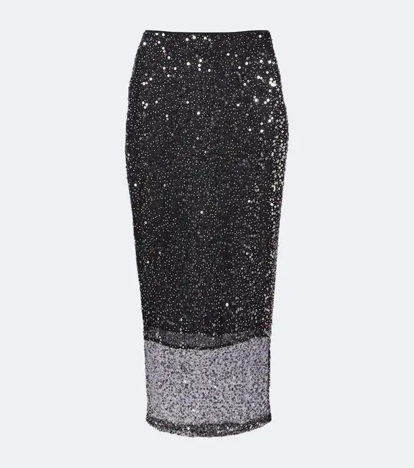 MARANT ETOILE Nehjany Sequined Midi Skirt - Silver
