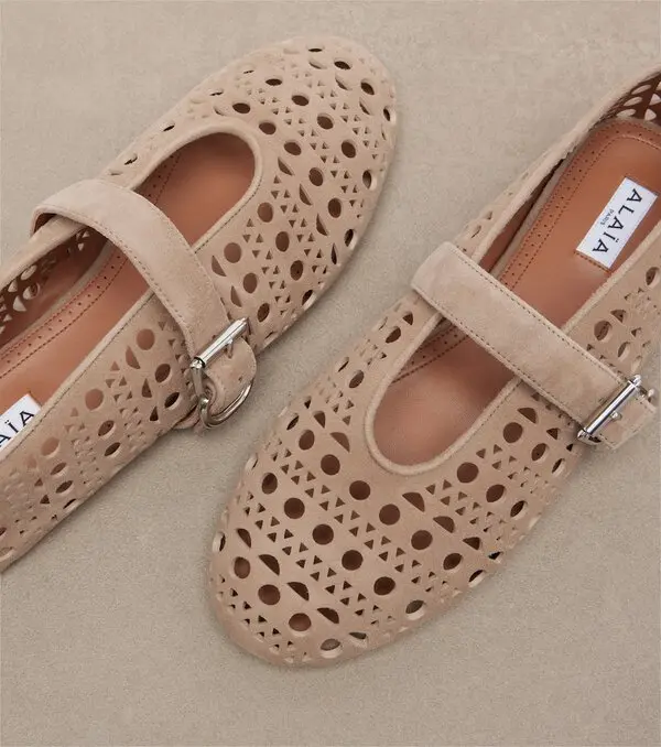 Alaïa Vienne Suede Mary Jane Flats