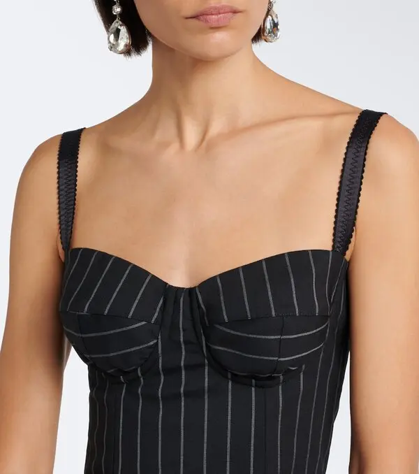 Dolce & Gabbana Pinstriped Wool And Silk Bustier Dress