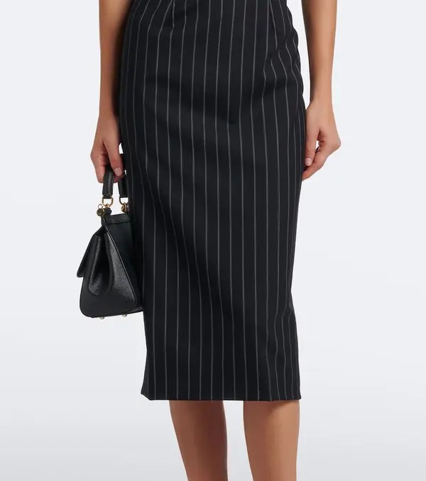Dolce & Gabbana Pinstriped Wool And Silk Bustier Dress