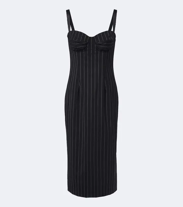 Dolce & Gabbana Pinstriped Wool And Silk Bustier Dress - Black