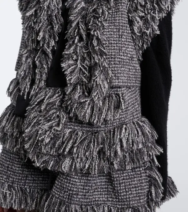 Sacai Fringed Wool-blend Tweed Vest
