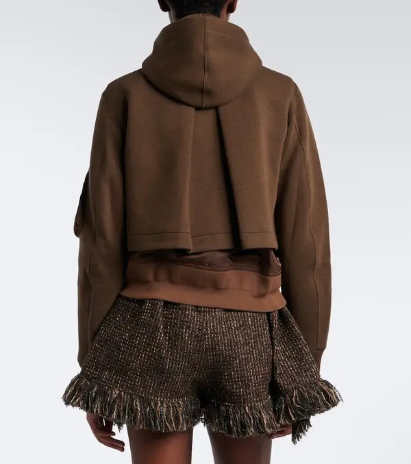 Sacai Layered Cotton-blend Zip-up Hoodie