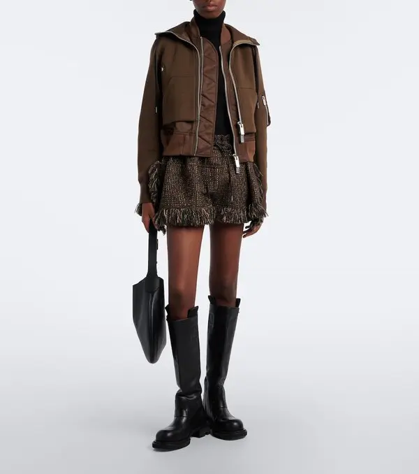 Sacai Layered Cotton-blend Zip-up Hoodie