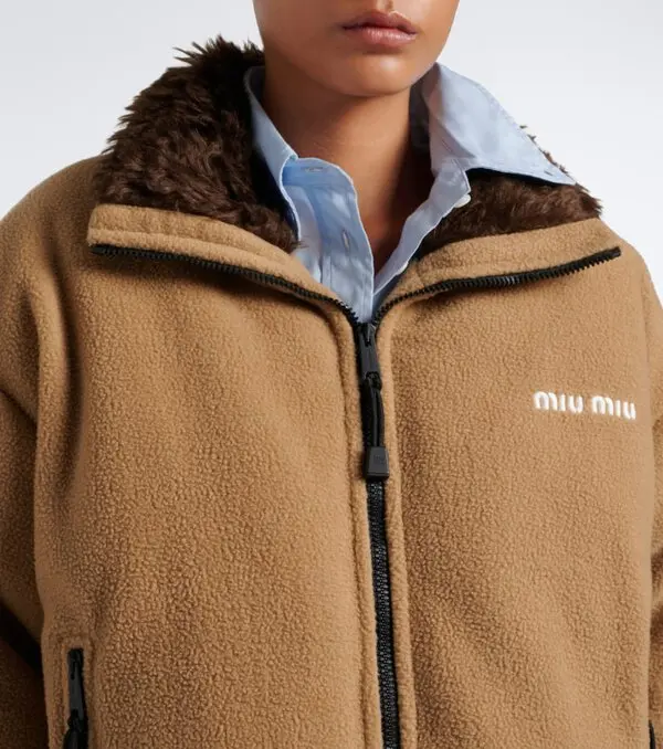Miu Miu Logo Fleece Down Jacket