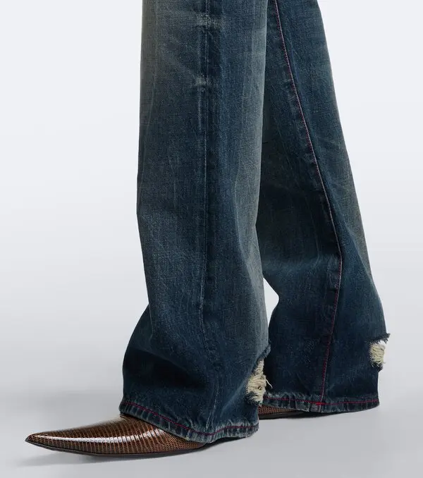 Acne Studios Re-edition Distressed Faded Bootcut Jeans